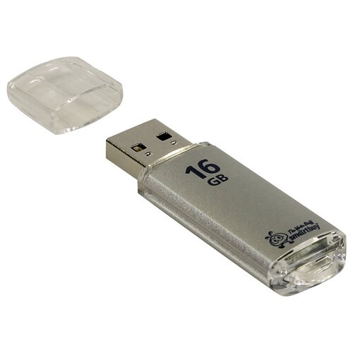 Память Smart Buy "V-Cut" 16GB, USB 2.0 Flash Drive, серебристый (металл. корпус )