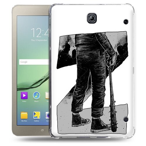 Чехол задняя-панель-накладка-бампер MyPads воин черно белый для Samsung Galaxy Tab S2 8.0 SM-T710/T715 противоударный