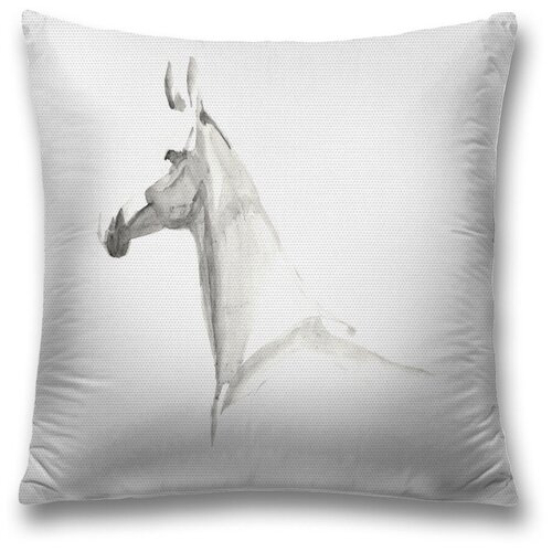Наволочка декоративная на молнии, чехол на подушку JoyArty "Монохромный портрет лошади" 45х45 см