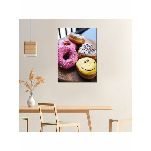 Картина на холсте с подрамником Пончик-смайлик 30х40