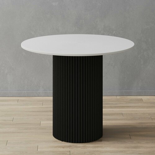 GEN GROUP Стол обеденный круглый TRUBIS Wood L D90 см белый, черное металлическое подстолье