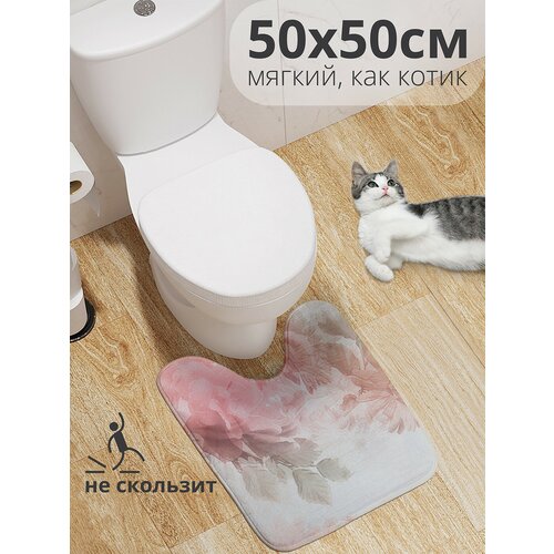 Коврик для туалета с вырезом противоскользящий JoyArty JoyArty "Цветочный туман" 50x50 см