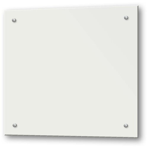 Белый защитный экран из закаленного стекла на кухонный фартук в зону мойки и плиты 600х600х4 мм