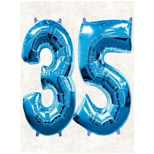 Воздушный шар фольгированный цифра Balloon " 35 / 53 " размер 102 см, синий