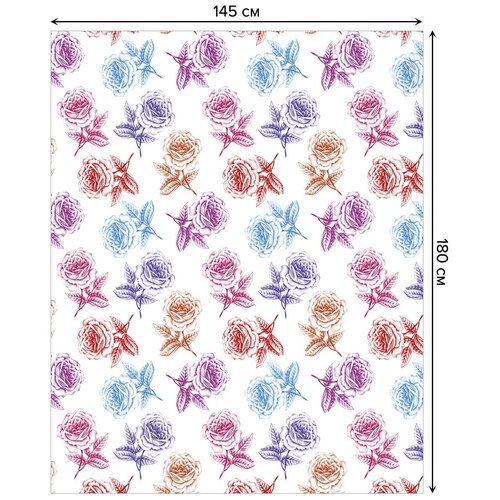 Скатерть прямоугольная JoyArty "Разноцветные розы" из сатена, 180x145 см