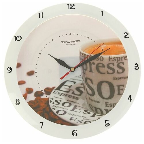 Часы настенные, серия: Кухня, "Кофе", d=29 см, белый обод 1180124