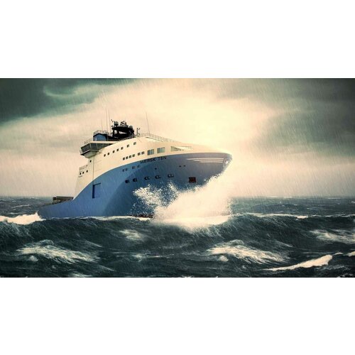 Картина на холсте 60x110 Альянс Лес "Maersk море волны" на подрамнике / интерьер/ декор