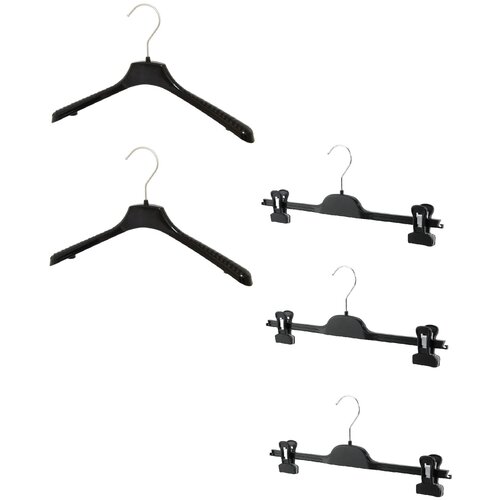 Вешалки Valexa в наборе (для верхней одежды СМ-41 410мм*28мм - 2 шт; брючная PV-36 360мм*10мм - 3 шт.) черные