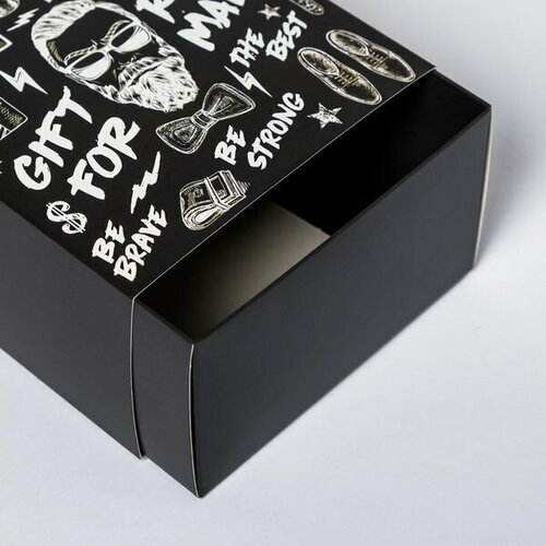 Коробка подарочная складная, упаковка, "Gift for real man", 14 x 14 x 8 см