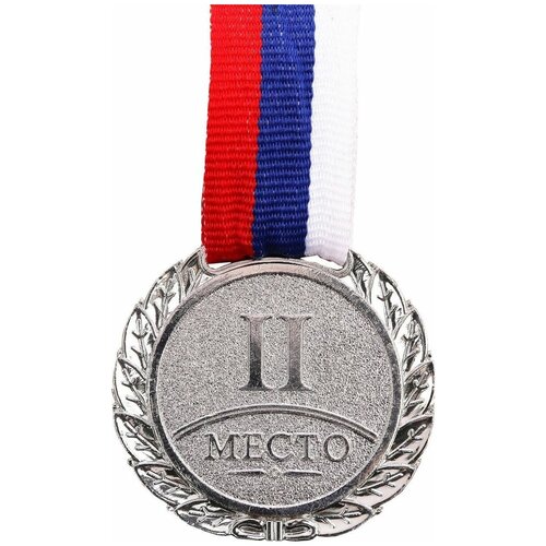 Медаль сувенирная "2 место", цвет: серебристый, диаметр 4 см. 037