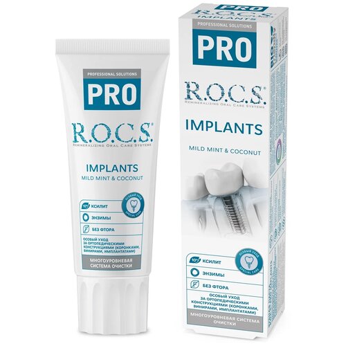Зубная паста R.O.C.S. PRO Implants, 60 мл, 74 г