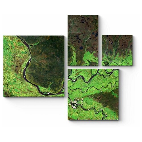 Модульная картина Карта рек 82x68