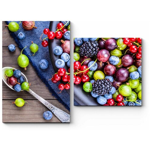 Модульная картина Россыпь сочных ягод 60x45