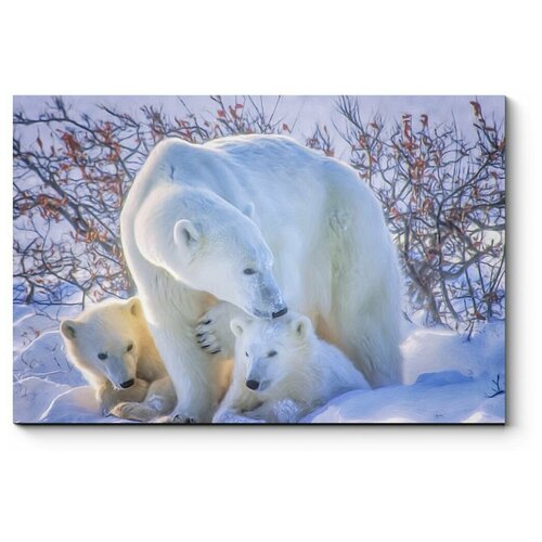 Модульная картина Семейная прогулка полярных медведей 80x53