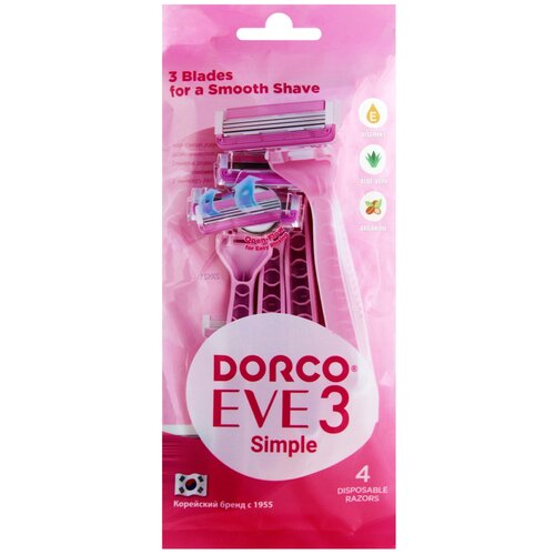 Бритва одноразовая Dorco EVE3 ,3-лез, пл. голов, увл. полос 4шт/упTRC 200PK-4P