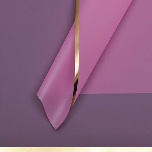 Пленка для цветов матовая, "С золотым тиснением", 57х57 см, розовая (20 шт)