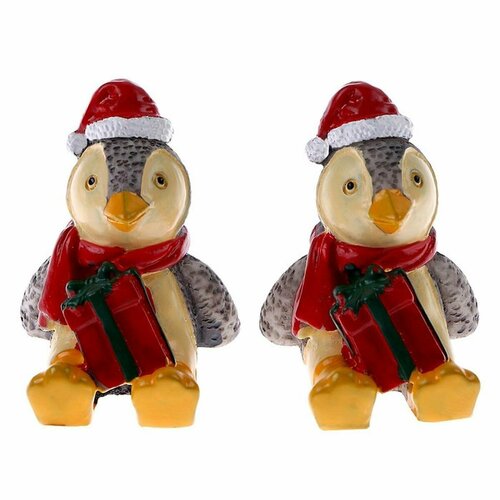 Декоративные элементы - Новогодний пингвин, 3.5х3х3 см, 2 шт в упаковке