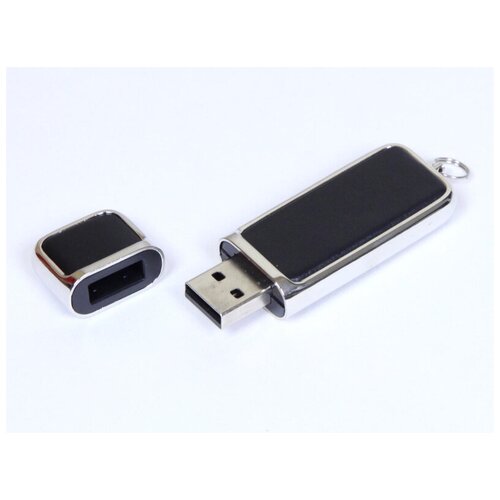 Компактная кожаная флешка для нанесения логотипа (64 Гб / GB USB 2.0 Черный/Black 213 Интересный корпоративный подарок)