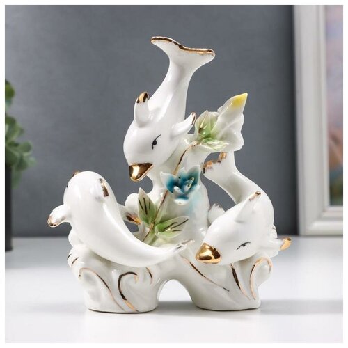 --- Сувенир керамика "Три дельфинчика" 14х13х8 см