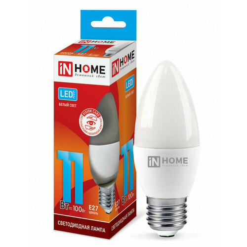 Лампа светодиодная LED-СВЕЧА-VC 11Вт 230В Е27 4000К 1050Лм IN HOME (10шт)