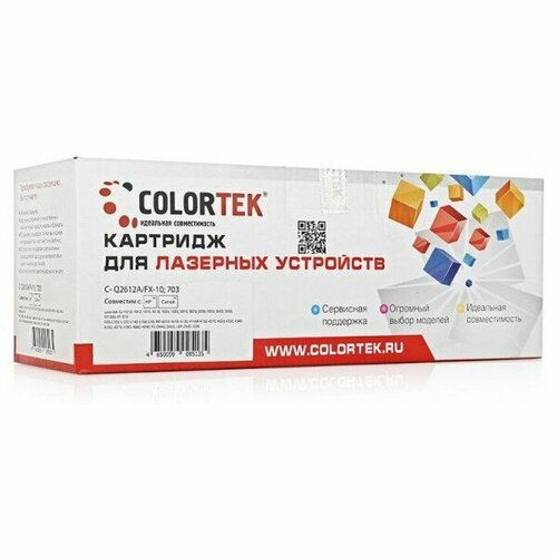 Q2612A Colortek совместимый черный тонер-картридж для Canon LBP 2900/ 3000; HP LaserJet 1010/ 1020/