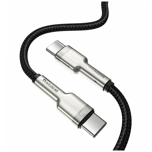 USB-кабель для мобильной техники Baseus Cafule Series Metal Data Cable CATJK-С01 Type-C/Type-C, 100W, 5А, 1 м, черно-серебристый