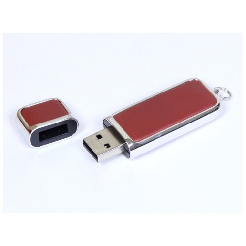 Компактная кожаная флешка для нанесения логотипа (128 Гб / GB USB 2.0 Коричневый/Brown 213 доступно нанесение)