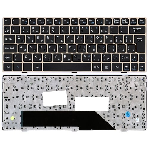 Клавиатура для ноутбука MSI U160 L1350 U135 черная с бронзовой рамкой
