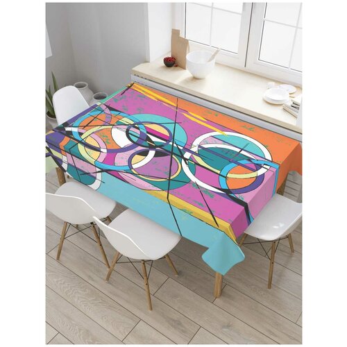 Скатерть прямоугольная JoyArty на кухонный стол "Круги прозрения" из оксфорда, 180x145 см