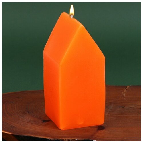 Новогодняя свеча в форме домика, микс, без аромата, 6 х 6 х 12,5 см.