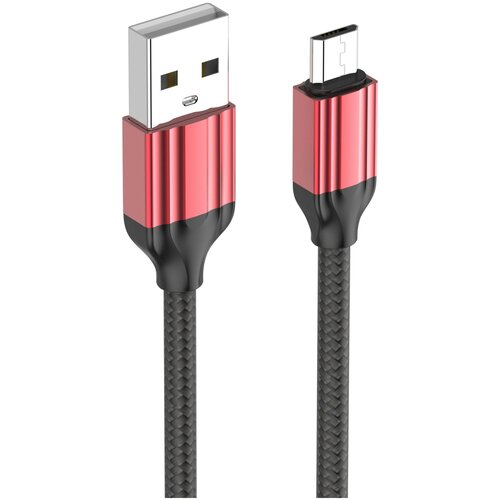 USB кабель LDNIO LS431 Micro, длина 1м, максимальный ток 2.4А, нейлоновая оплетка, красный