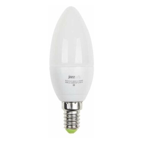 Лампа светодиодная PLED-ECO 5Вт C37 свеча 3000К тепл. бел. E27 400лм 230В | код 2855312A | JazzWay (8шт. в упак.)