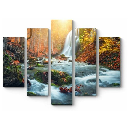 Модульная картина Прекрасный осенний водопад 75x60
