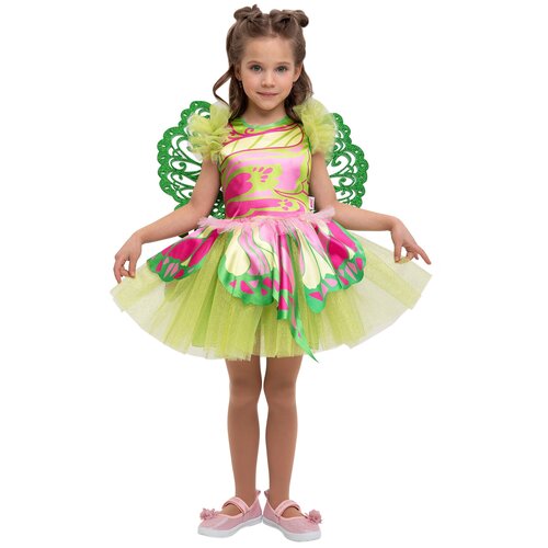Детский карнавальный костюм для девочки Фея Флора Winx Club (крылья и юбка) на рост 128-134