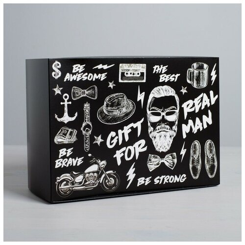 Коробка складная Gift for real man, 25 × 18 × 10 см В наборе1шт.