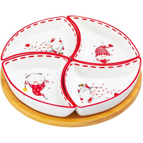 Elan gallery Менажница Весёлые гномики, 25 см, 25х25 см, 0.72 л, 1 шт., красный