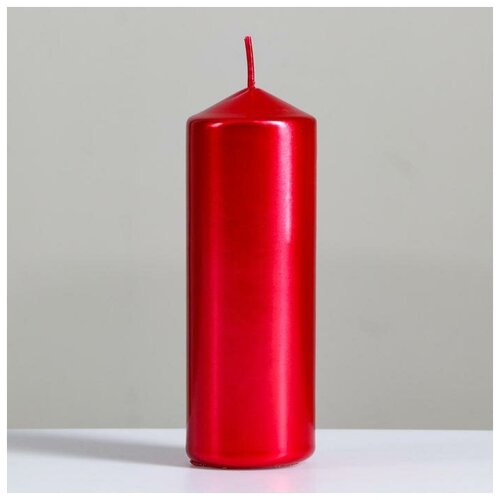 Свеча "Столбик", красный металлик, 5,5×15см