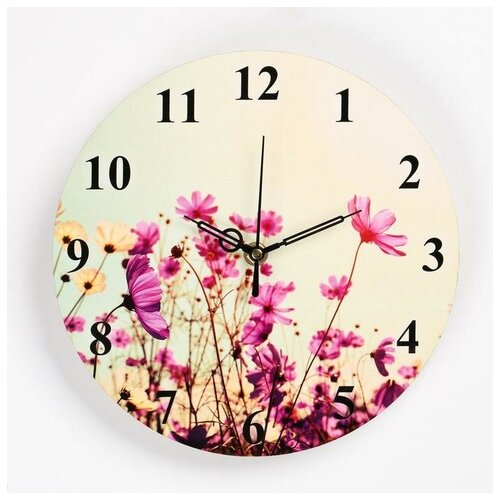 Часы настенные, серия: Цветы, "Полевые цветы", дискретный ход, d-23.5 см