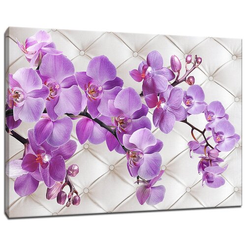 Картина Уютная стена "3D орхидея на кожаном фоне" 90х60 см