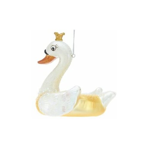 Kurts Adler Ёлочная игрушка Круг для плавания - Солнечный лебедь 10 см, подвеска NB1465