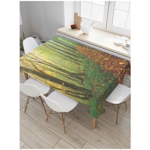 Скатерть прямоугольная JoyArty на кухонный стол "Лиственная дорожка" из оксфорда, 120x145 см