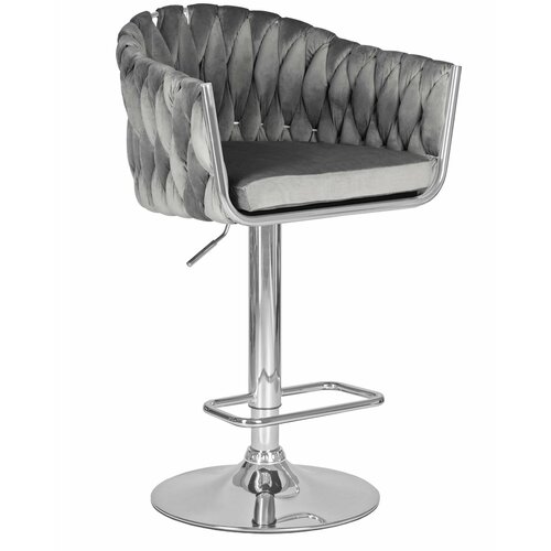Стул барный Лого-М DOBRIN MARCEL сиденье серый велюр (MJ9-75), основание хромированная сталь