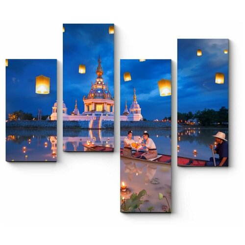 Модульная картина Фестиваль плавающих фонариков, Тайланд104x98
