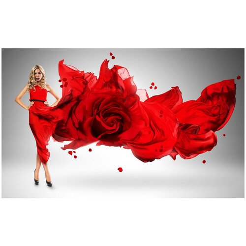 Постер на холсте Платье цвета розы 49см. x 30см.