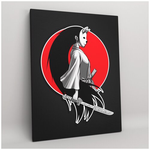 Интерьерный постер (картина) "Аниме - Девушка самурай" на холсте с подрамником, размер 45х60