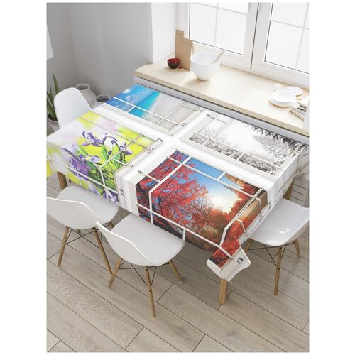 Скатерть прямоугольная JoyArty на кухонный стол "Четыре поры года" из оксфорда, 120x145 см