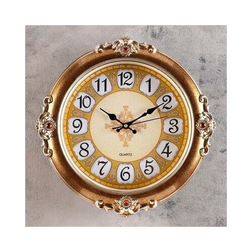 Часы настенные круглые "Роскошь", d=38,5 см, коричнево-жёлтые 1206263 .
