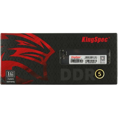 Модуль памяти DDR5 16GB KINGSPEC KS4800D5P11016G PC5-38400 4800MHz CL40 1.1V Ret