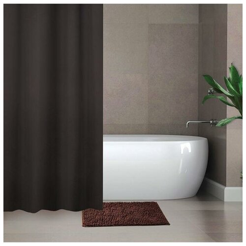 SAVANNA Набор для ванной SAVANNA "Комфорт": штора 180×180 см, ковёр 40×60 см, цвет коричневый