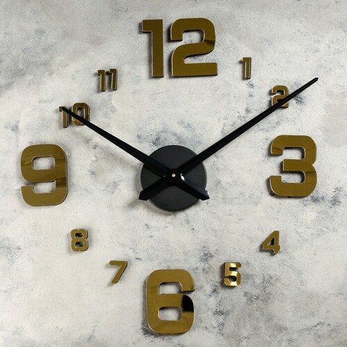 Часы-наклейка, серия: DIY, "Паоли", плавный ход, d-120 см, 1 ААА, золотистые